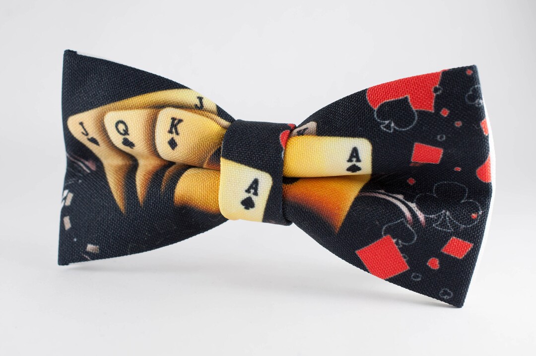 Poker Bow Tie: Royal Flush Casino Cards, Bachelor Gift - Etsy
