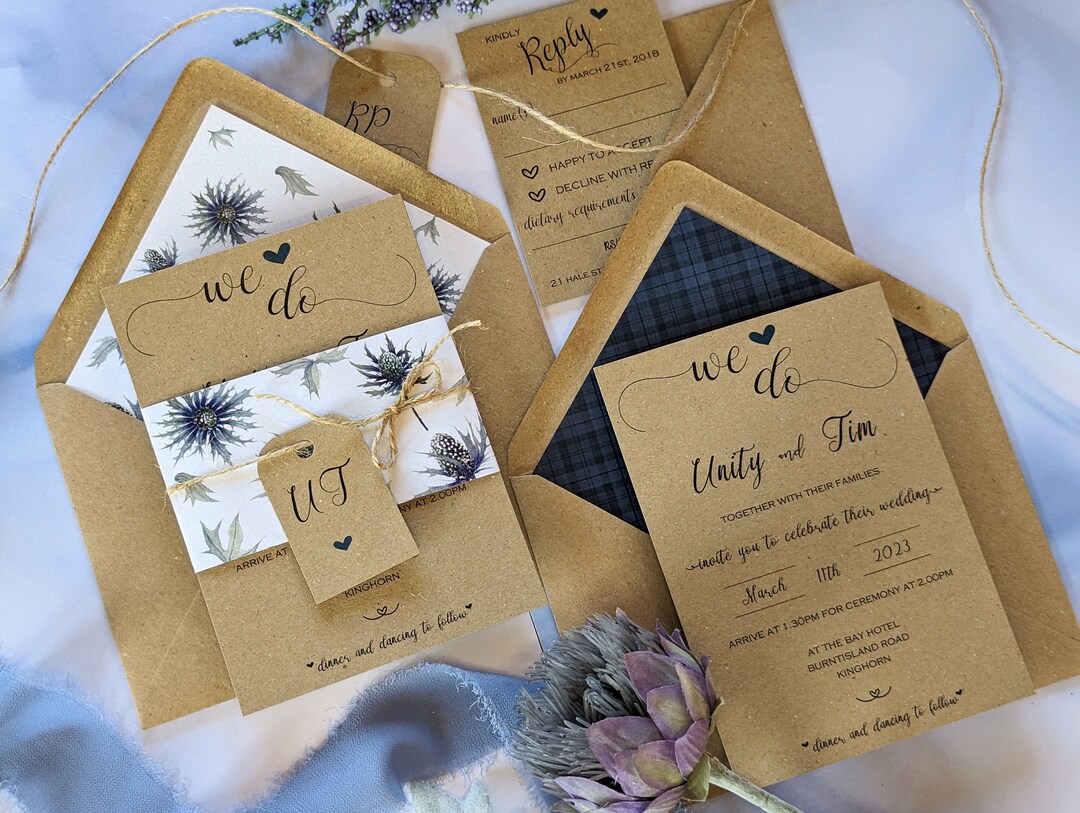 Scottish Wedding Invitations, Kraft Wedding Invitation, Abstract ...