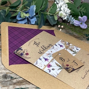 Wildflower Thistle Scottish Wedding Invitations, Tartan Wedding ...