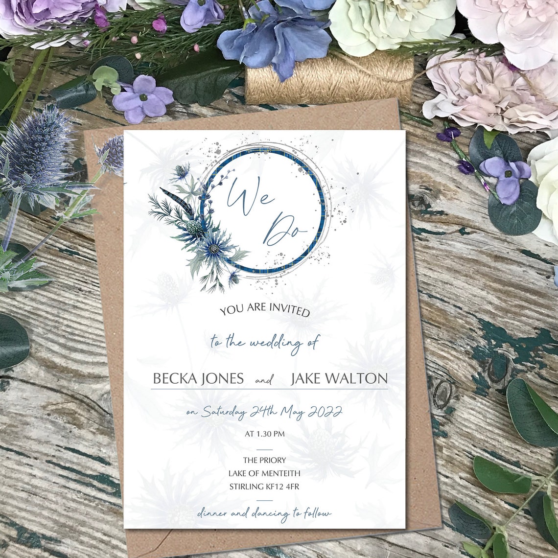 Scottish Tartan and Thistle Wedding Invitation Spray Scottish - Etsy UK