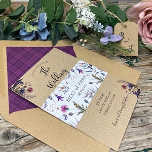 Wildflower Thistle Scottish Wedding Invitations, Tartan Wedding ...