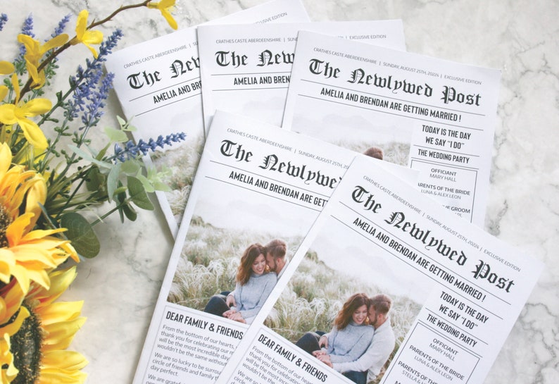 Wedding Day Newspaper, Order of Service Programs, Wedding Newspaper ...