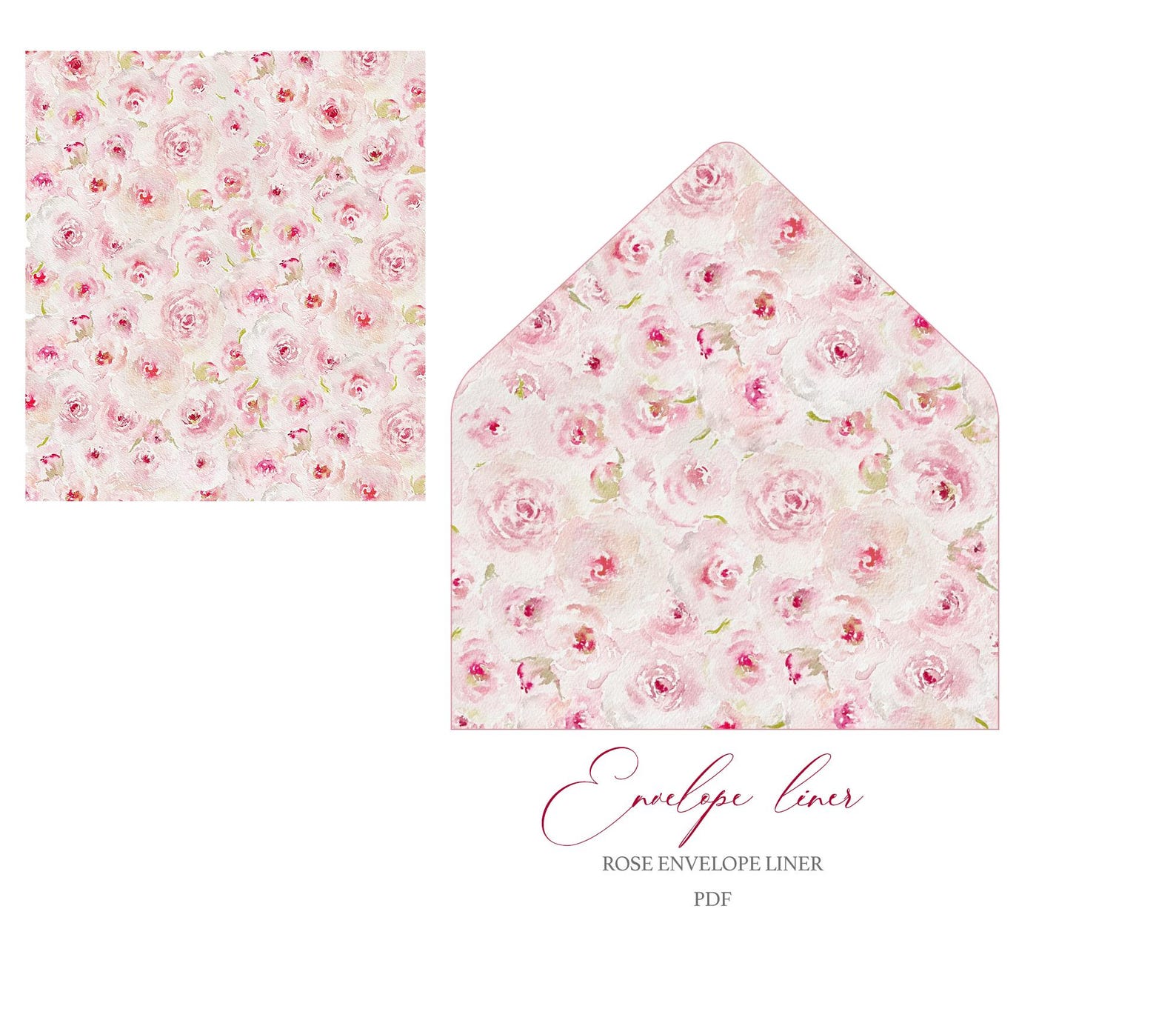 Envelope Liner: Rose Watercolor, Pink Roses Envelope Liner - Etsy