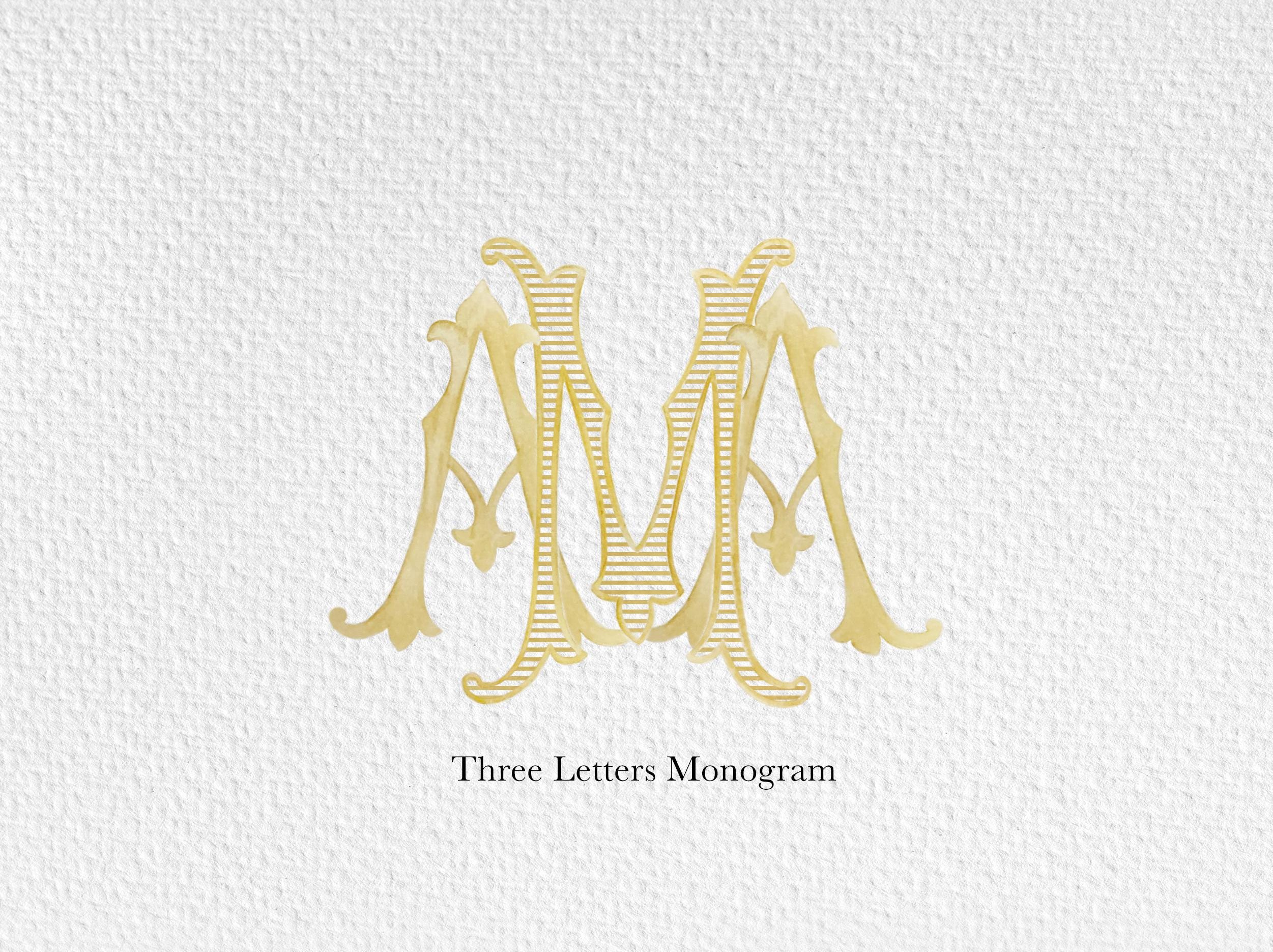 Three Letters Vintage Monogram, Custom Monogram, Custom Monogram ...