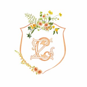 Orange and Yellow Flowers Watercolor Crest, Wild Flowers Crest With ...