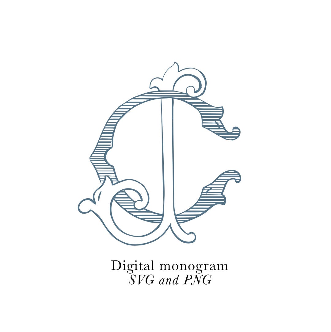 Digital Wedding Monogram, Custom Monogram Illustration, Two Initial ...
