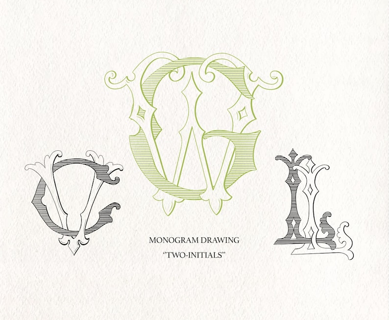 Wedding Monogram, Custom Monogram Illustration, Two Initials Monogram ...