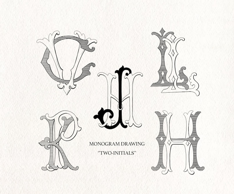 Wedding Monogram, Custom Monogram Illustration, Two Initials Monogram ...