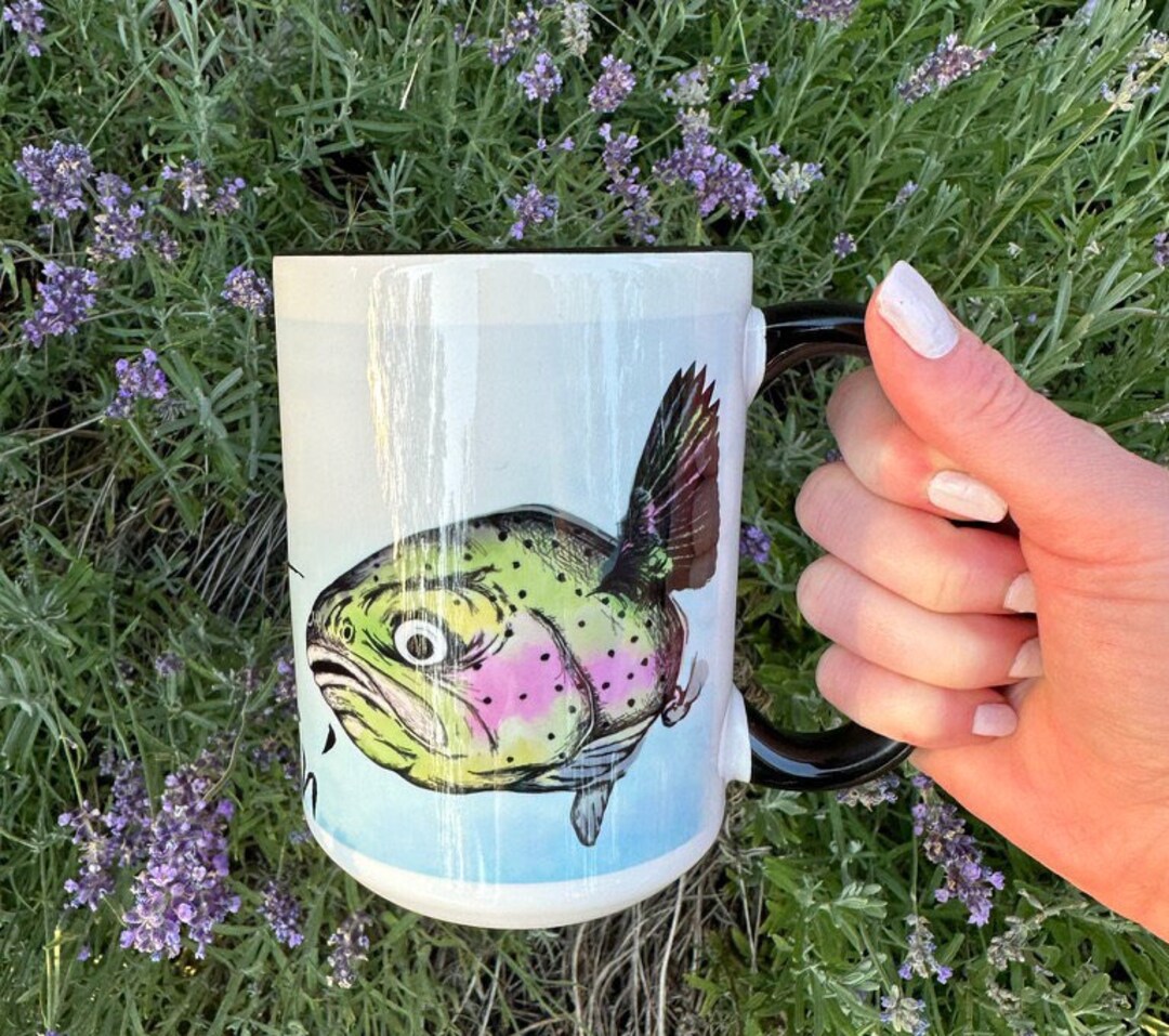 Fly Fishing Mug, Rainbow Trout Mug, Fishing Mug, Fishing Cup, Coffee ...