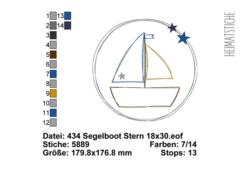 Sailboat 18x30 Star Doodle Circle Application-embroidery file | Etsy
