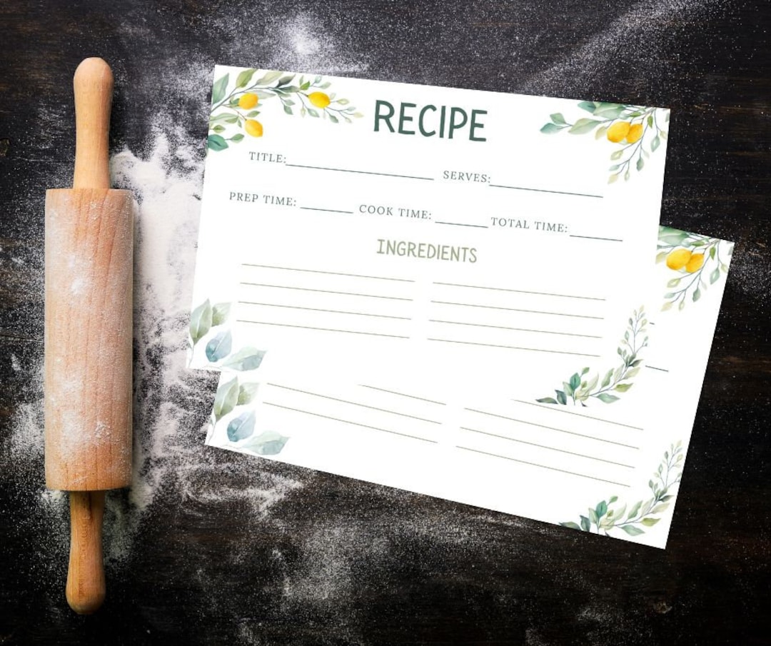 Printable Lemon Recipe Card - Etsy