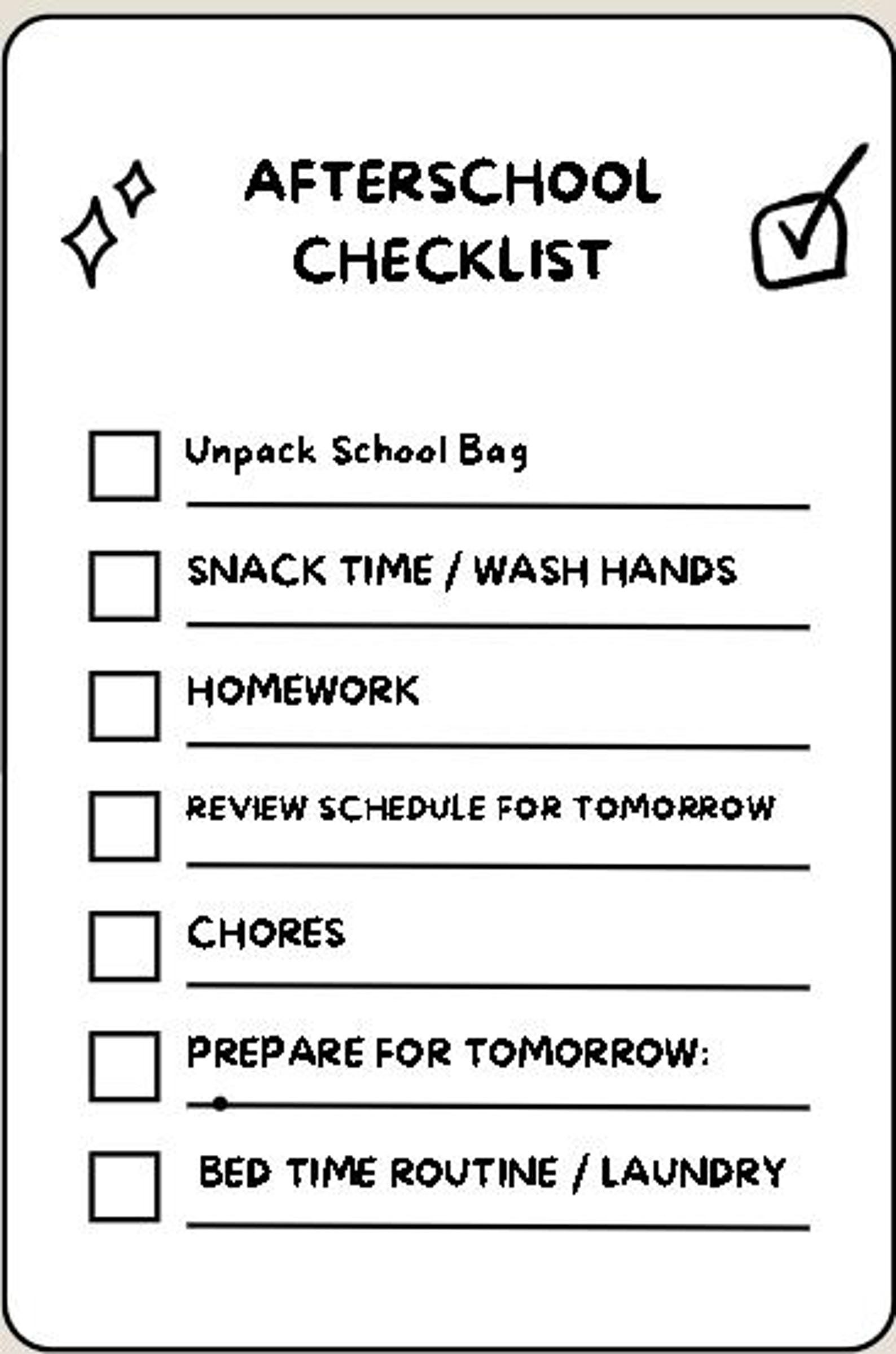 Afterschool Checklist for Kids - Etsy