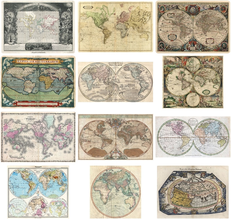 80 Old Rare Antique World Maps in High Resolution (300dpi) Instant ...