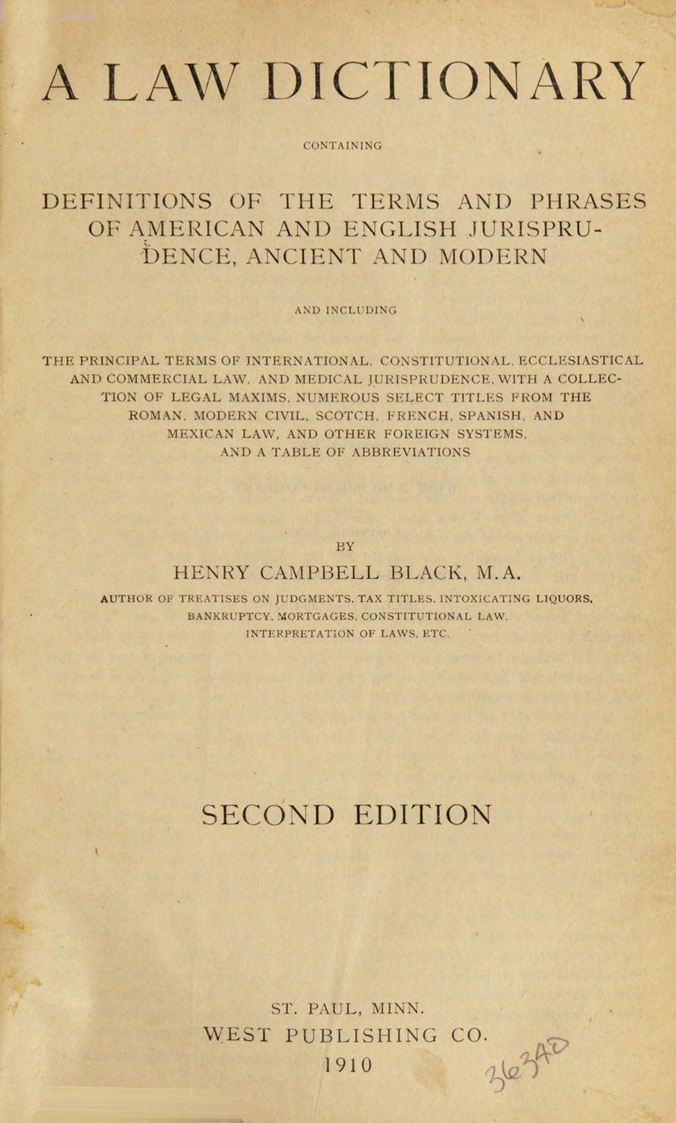 Black's and Bouvier's Law Dictionary (1910 and 1914) - Facsimile PDF ...