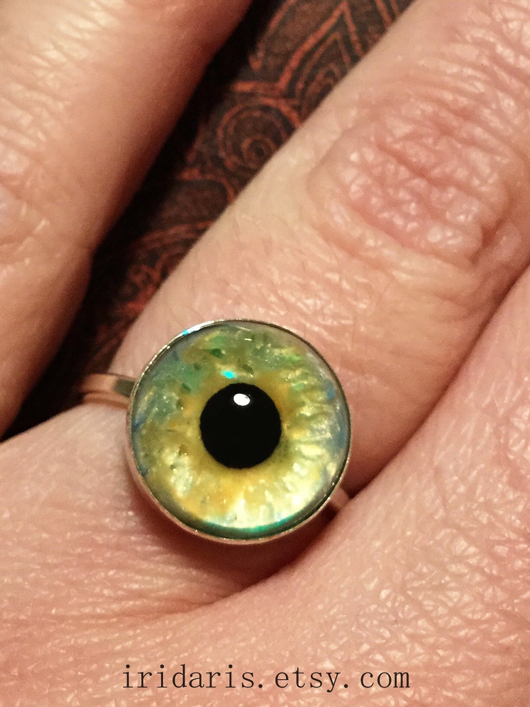 Hand-painted Raven Eye Double Phosphorescence Sterling Silver Ring - Etsy