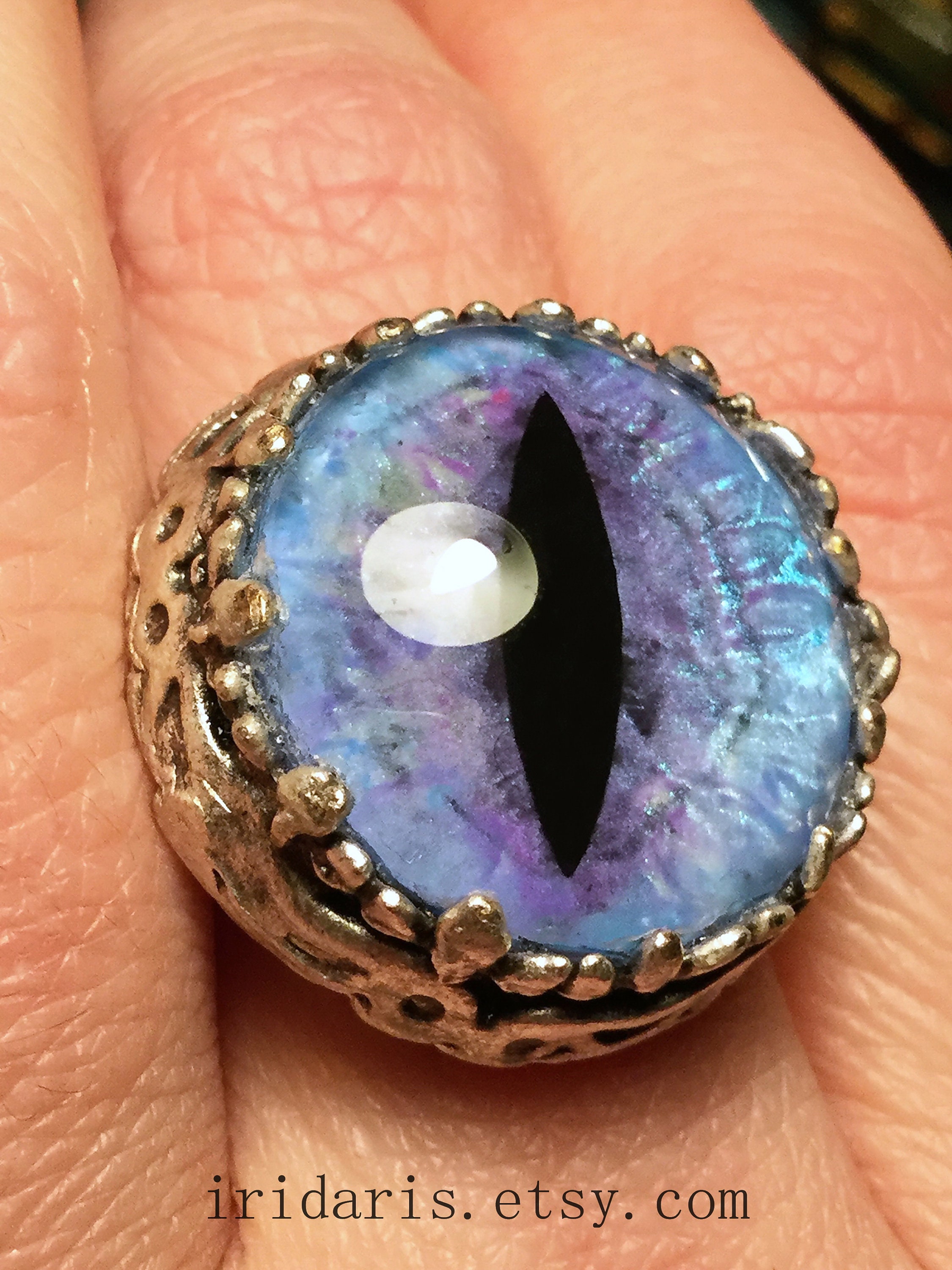 Dragon Eye Ring Hand-Painted in Celestial Blue and Purple Glow | Etsy