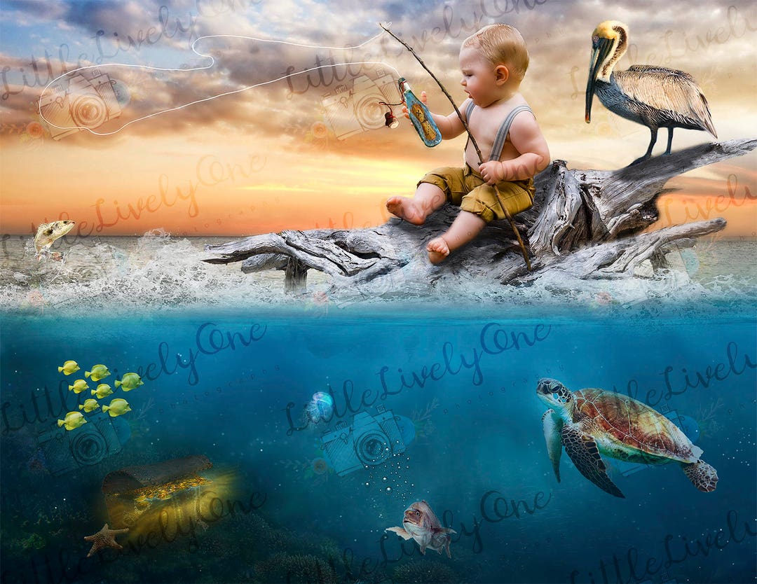 Fishing Backdrop, Toddler Backdrop, Underwater Backdrop, Sealife ...