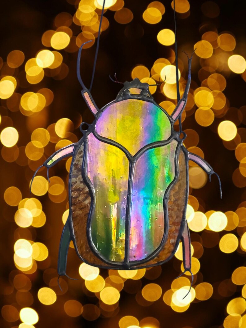 June Bug Stained Glass Suncatcher – Beetle Decor, Garden Window Art ...