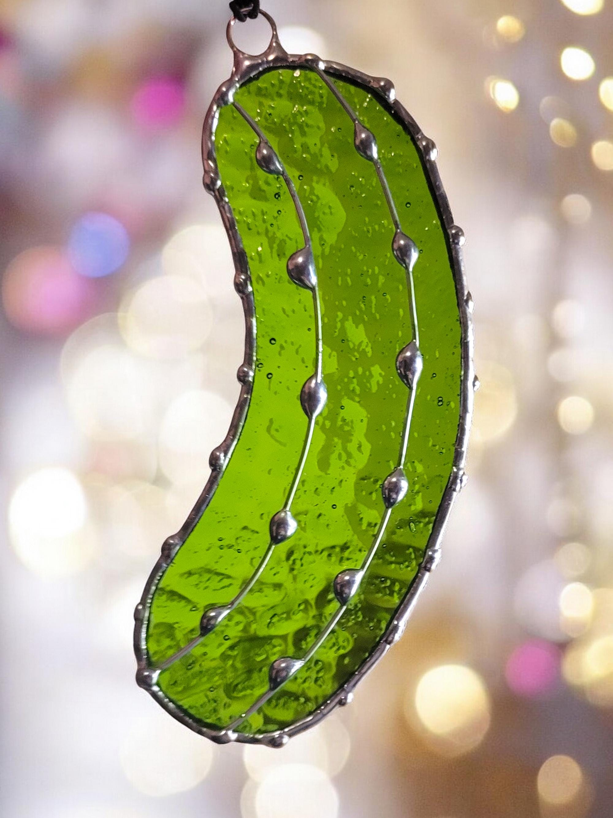 Pickle Stained Glass Suncatcher – Funny Food Decor, Pickle Lover Gift ...
