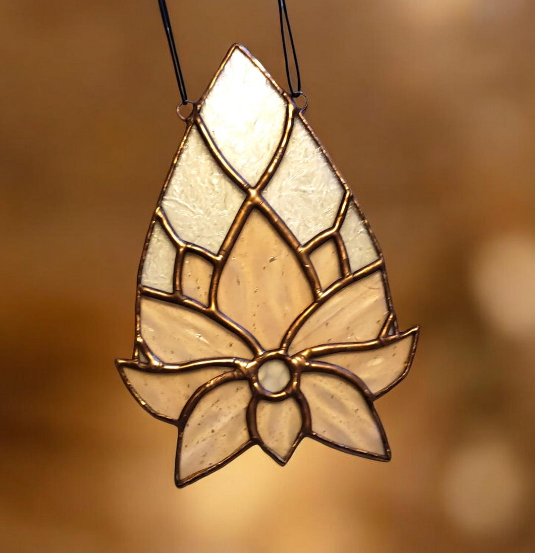 Stained Glass Teardrop Lotus Suncatcher - Etsy