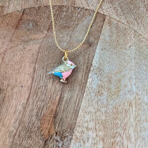 Bird Necklace, Colorful Dainty Bird With Gold Chain, Gift for Her, 18 ...