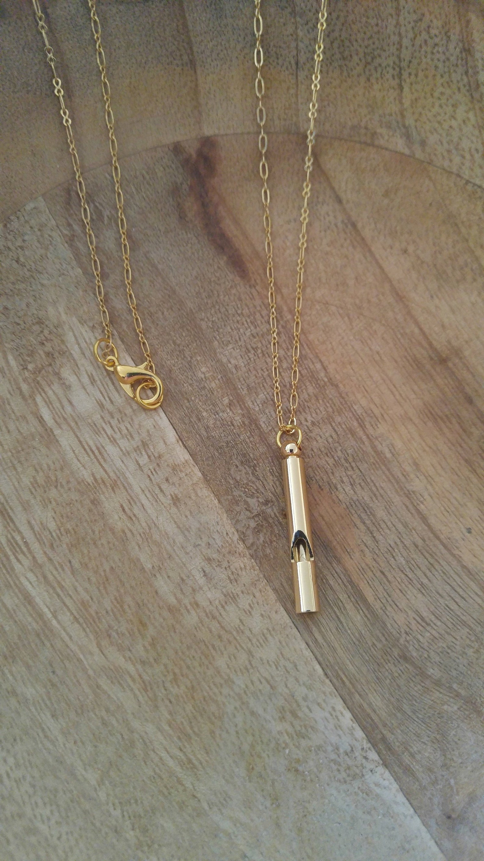 Whistle Necklace, Usable Dainty Gold Whistle Necklace With Quiet Sound ...