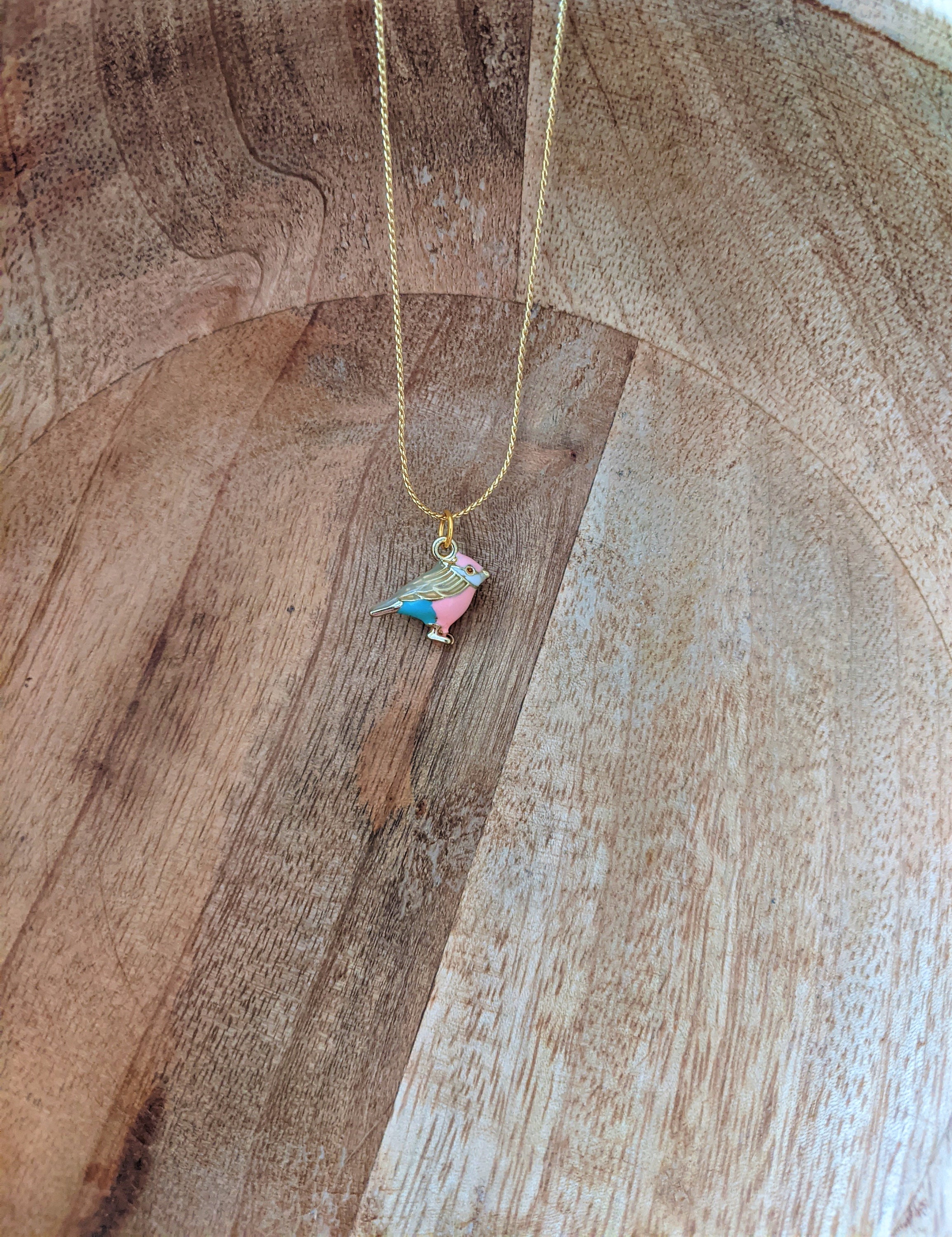 Bird Necklace, Colorful Dainty Bird With Gold Chain, Gift for Her, 18 ...