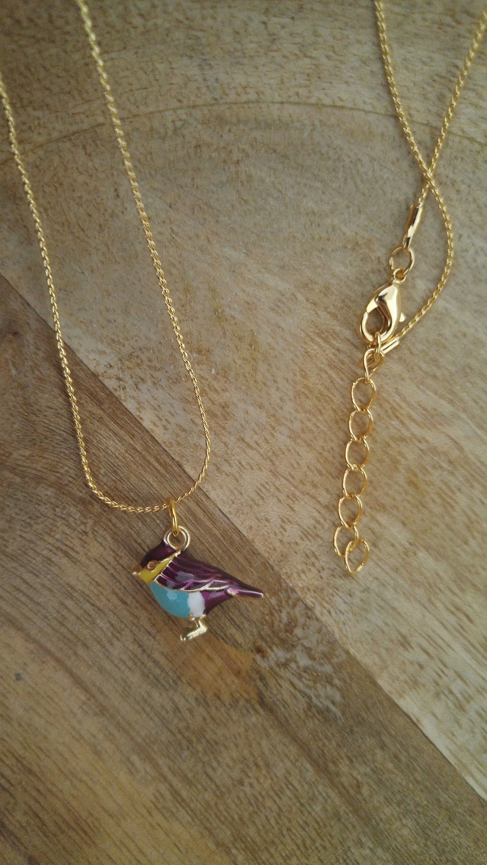 Bird Necklace, Colorful Dainty Bird With Gold Chain, Gift for Her, 18 ...