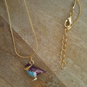 Bird Necklace, Colorful Dainty Bird With Gold Chain, Gift for Her, 18 ...