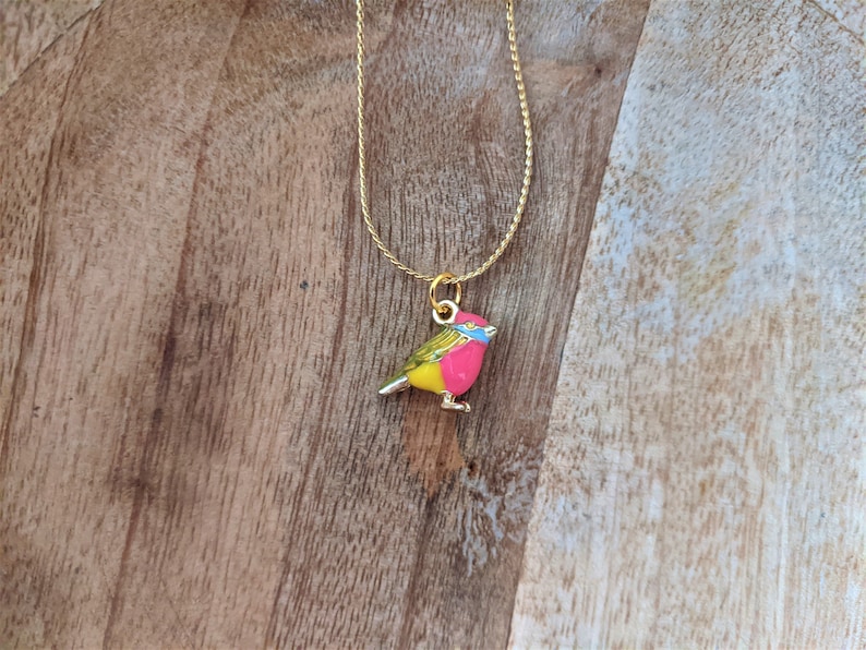 Bird Necklace, Colorful Dainty Bird With Gold Chain, Gift for Her, 18 ...