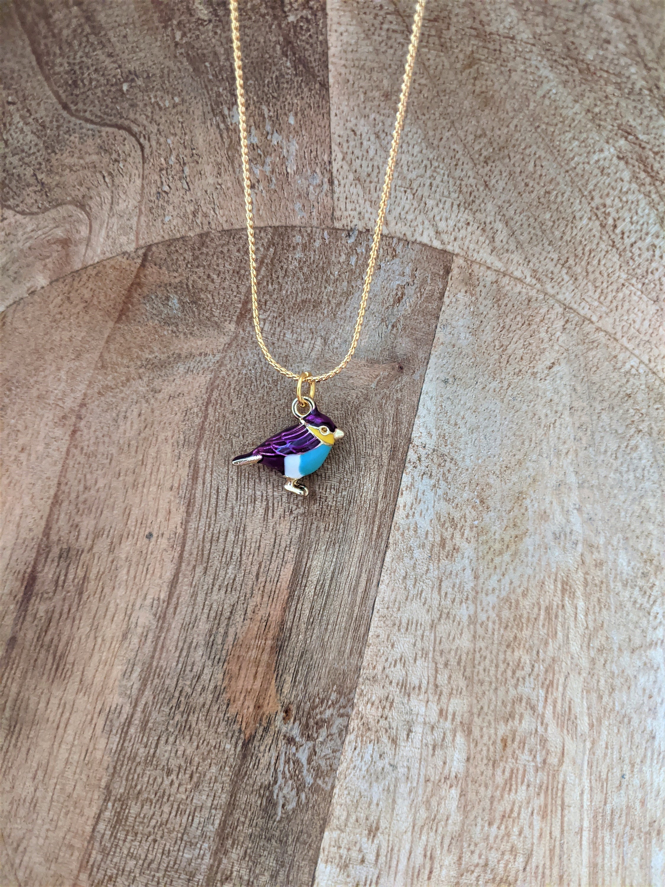 Bird Necklace, Colorful Dainty Bird With Gold Chain, Gift for Her, 18 ...