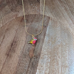 Bird Necklace, Colorful Dainty Bird With Gold Chain, Gift for Her, 18 ...