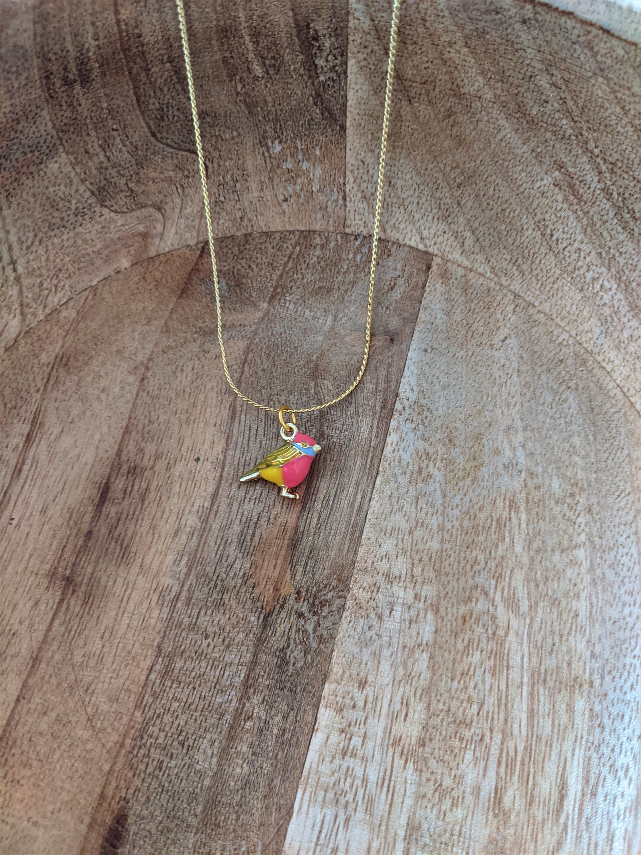 Bird Necklace, Colorful Dainty Bird With Gold Chain, Gift for Her, 18 ...