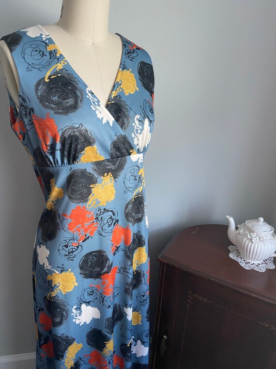 1970s swirl print maxi dress Blue, orange, black, whi… - Gem