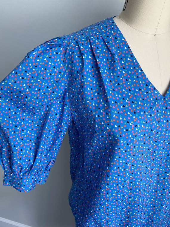 1980s vintage Periwinkle geometric print skirt and bl… - Gem