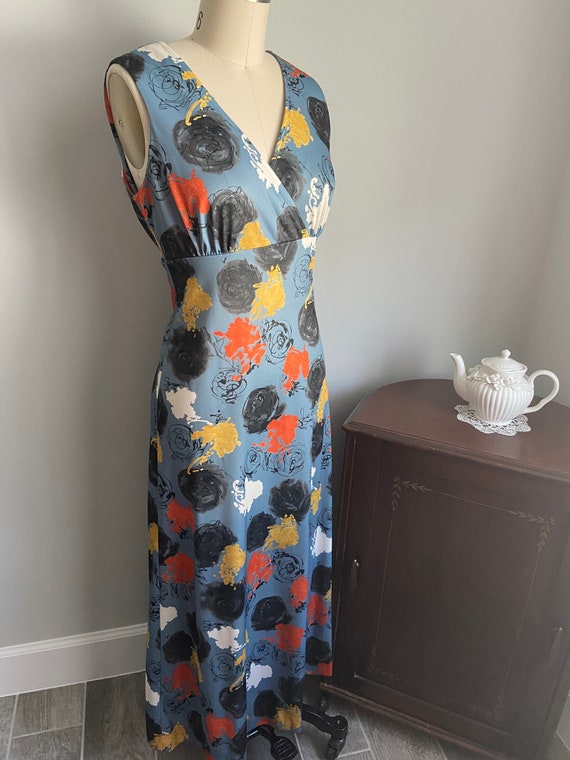 1970s swirl print maxi dress Blue, orange, black, whi… - Gem