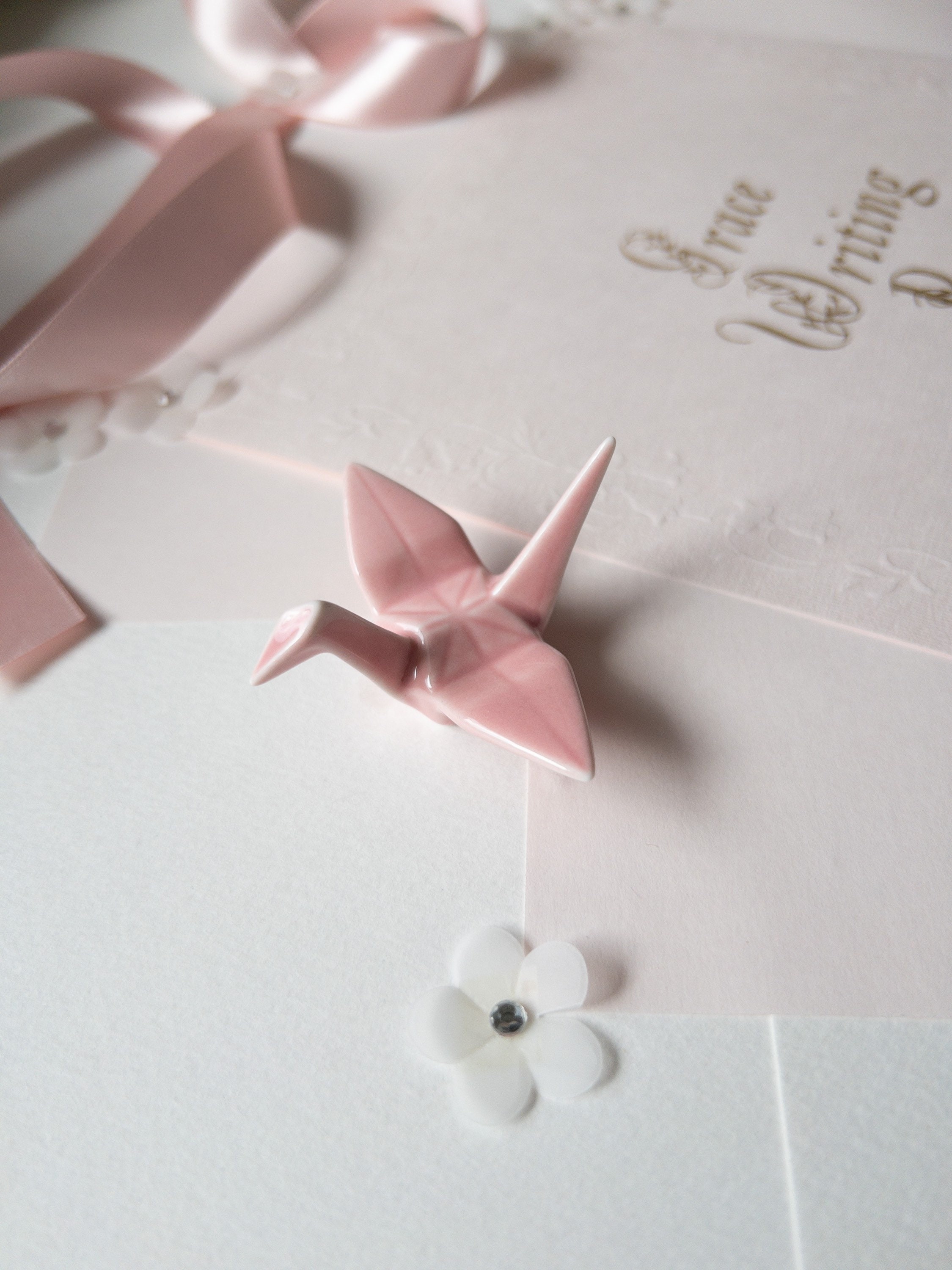 Pastel Pink Color Origami Paper Crane Japanese Little Pottery | Etsy
