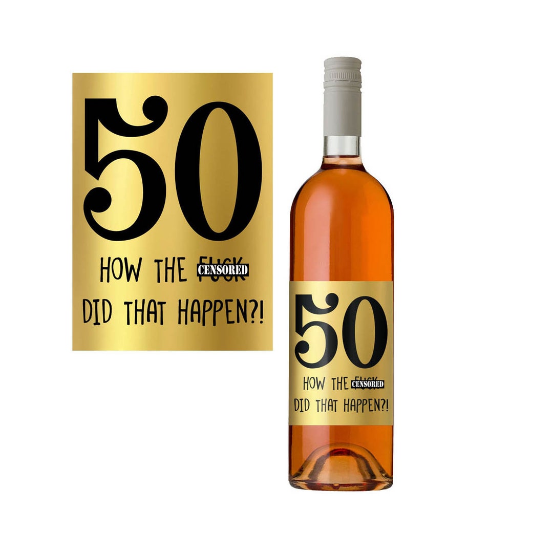 Gold Wine Label. 50th Birthday Gift Idea. Wine Bottle Label. - Etsy