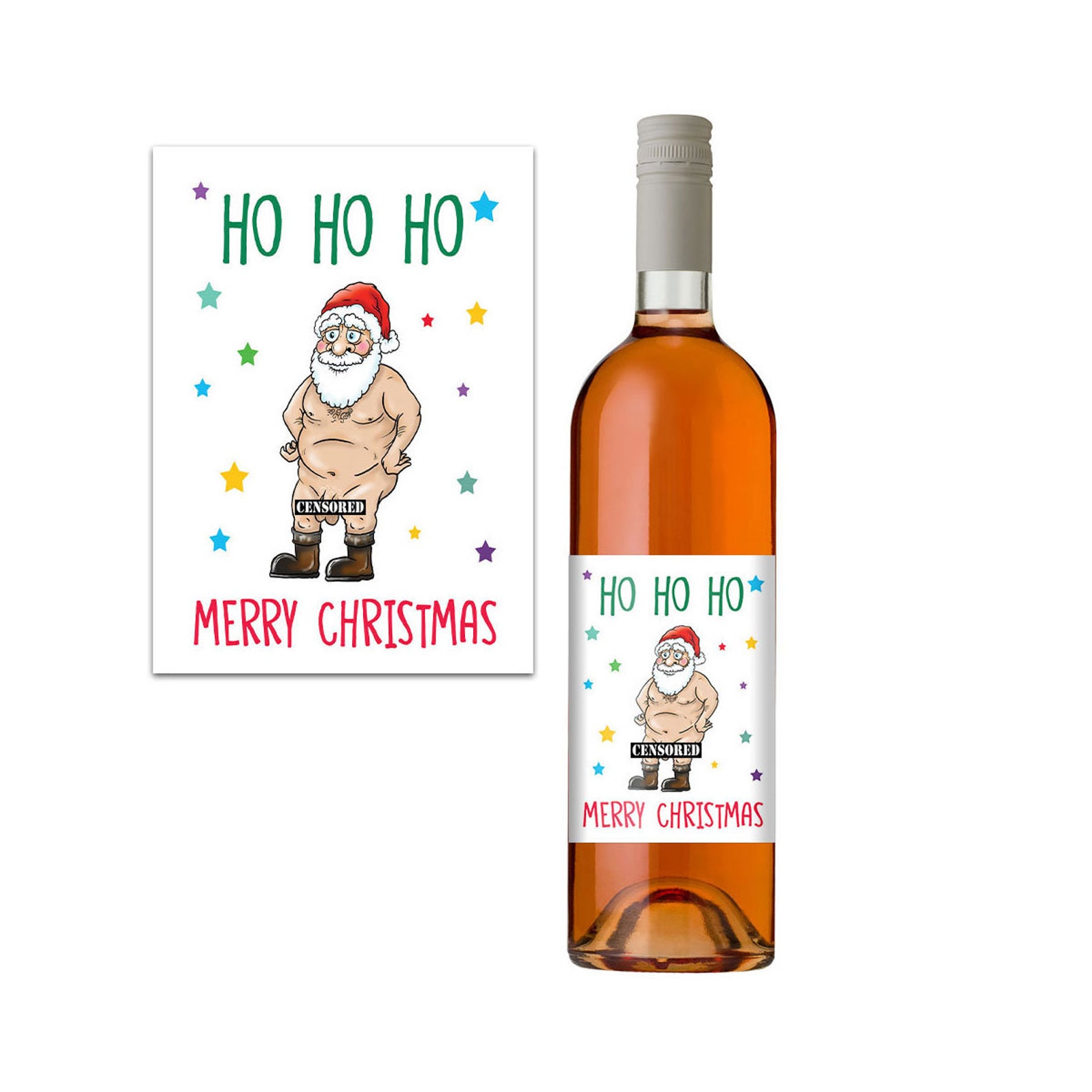 Funny Wine Bottle Label Naked Santa Design Rude Xmas Secret - Etsy