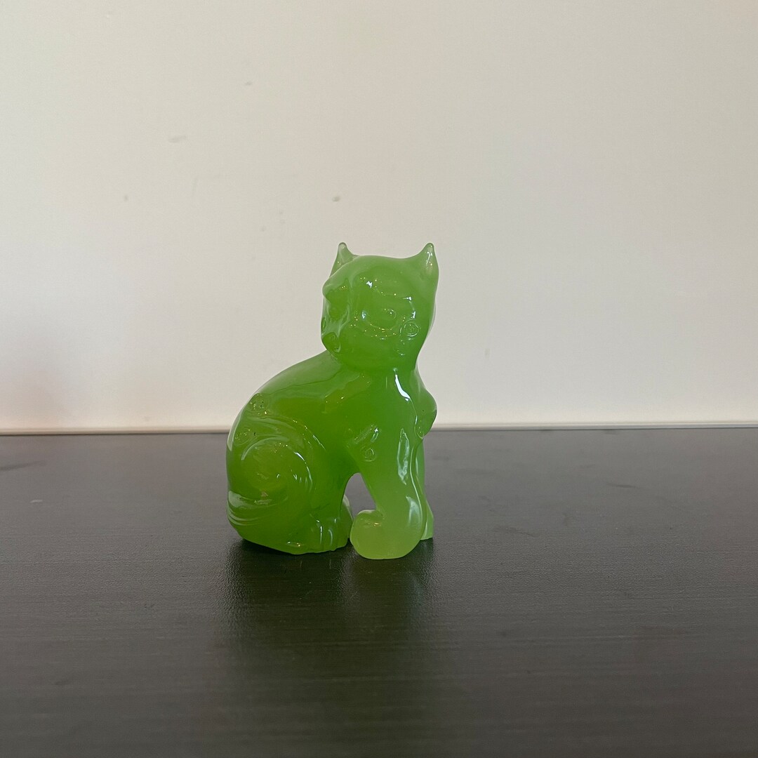 Vintage Jade Green Glass Cat From Franklin Mint - Etsy