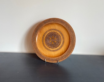Vintage Wooden Plate Old Wood Dinner Plate Primitive Wooden Round Plate ...