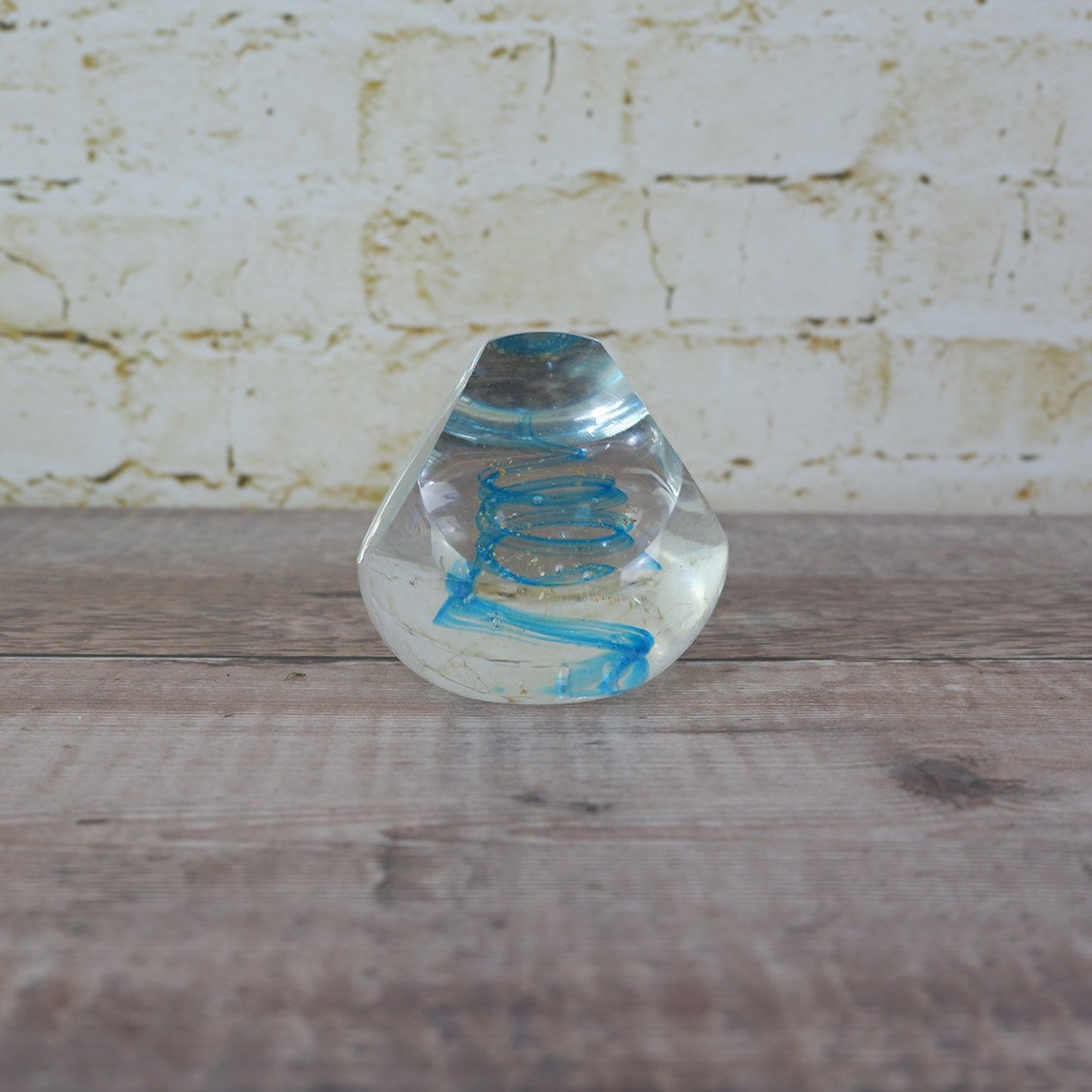 Vintage Blue Glass Paperweight - Etsy UK