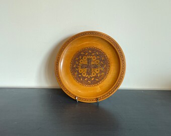 Wooden Round Serving Tray, Carved Plate, Handmade Wood Plate ...