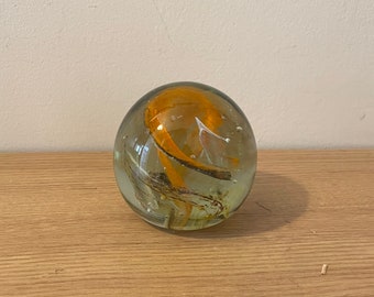 Vintage Orange/gold Speckled Glass Paperweight. Vibrant - Etsy