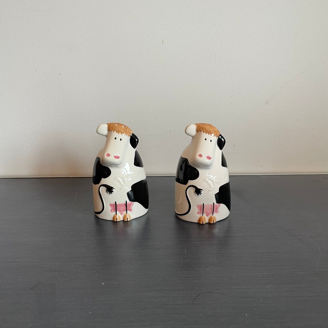 Vintage Cow Salt and Pepper Pots - Etsy
