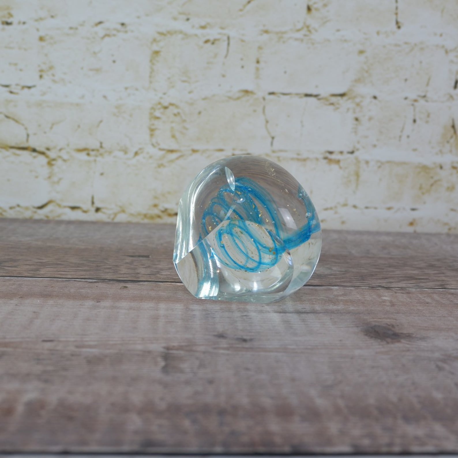 Vintage Blue Glass Paperweight - Etsy UK