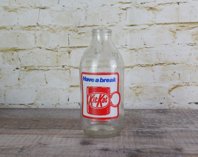 Vintage Kit Kat Glass Advertising Milk Bottle - Etsy