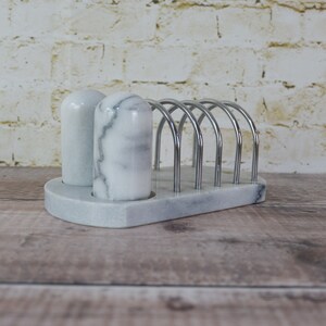 Vintage French Marble Toast Rack With Salt and Pepper Pots - Etsy UK