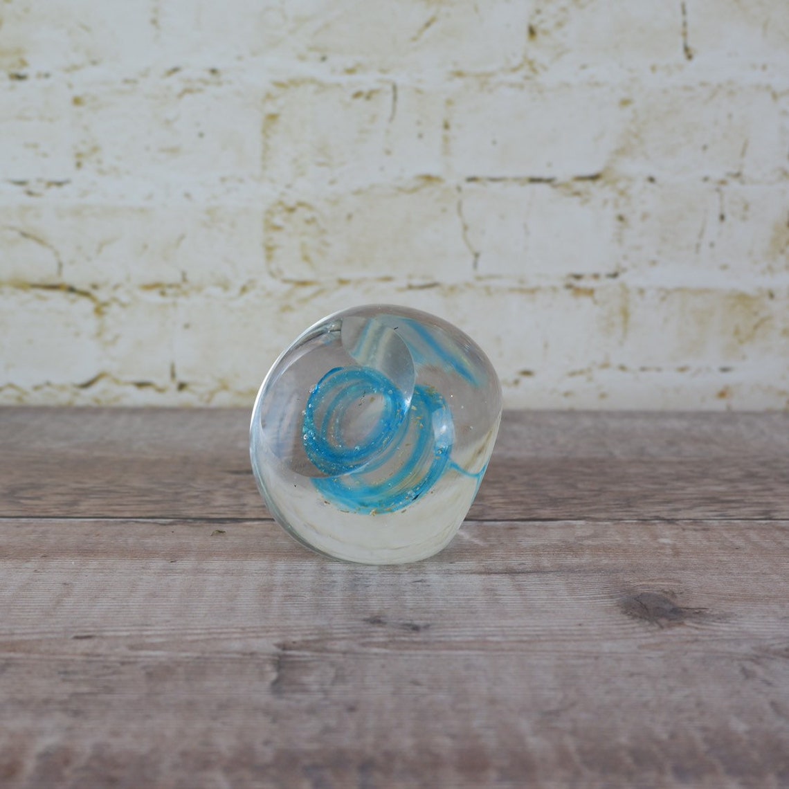 Vintage Blue Glass Paperweight - Etsy UK
