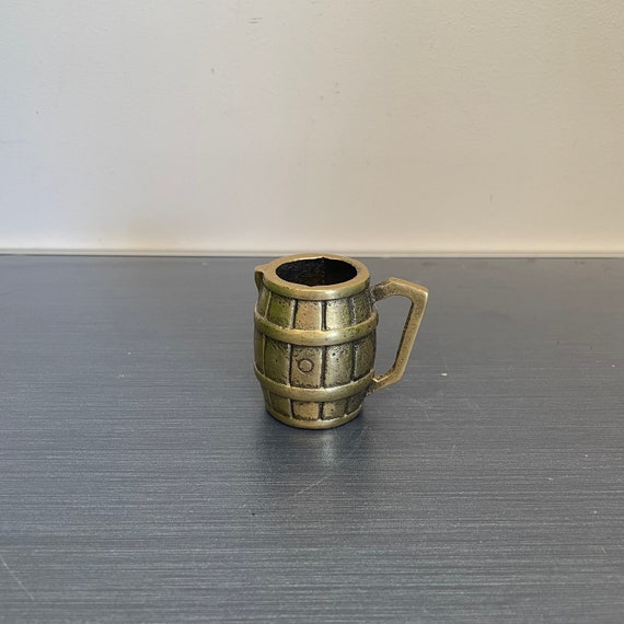 Vintage Miniature Brass Barrel Jug - Etsy